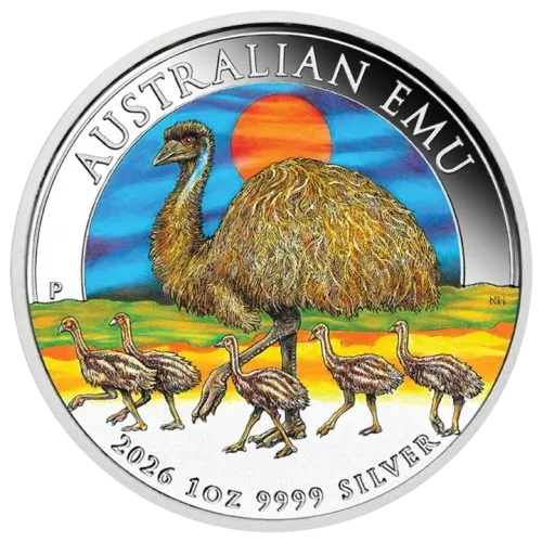 Australijski Emu 1 uncja srebra Kolor 2026 | NumiTracker